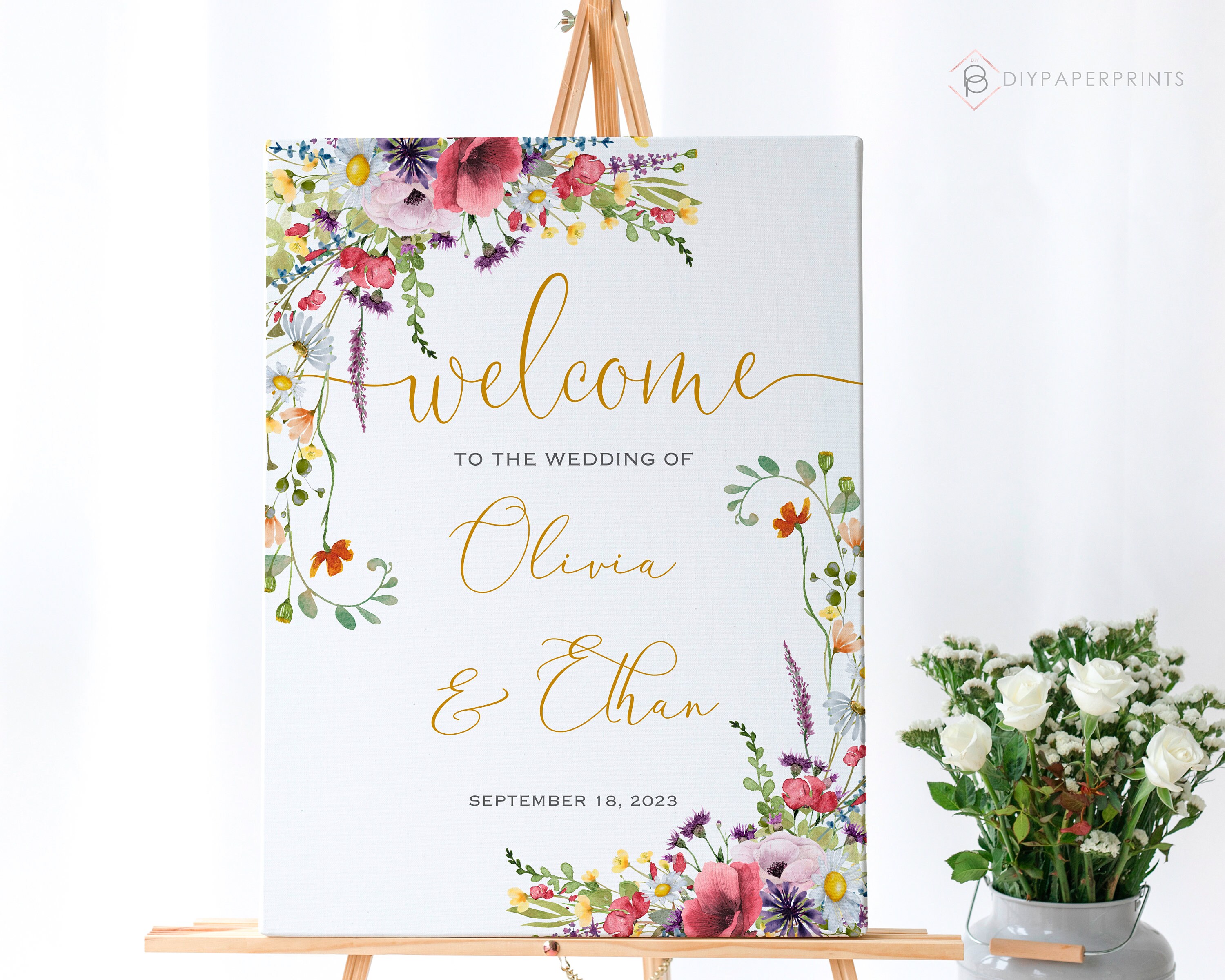 Editable Welcome Sign Welcome Sign Template Wild Flowers - Etsy