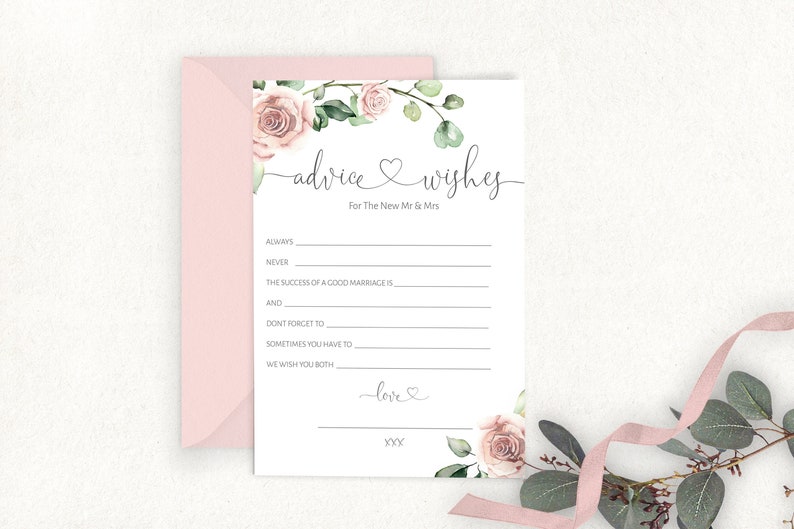 Bridal shower Advice Card Advice For the Bride and Groom | Etsy