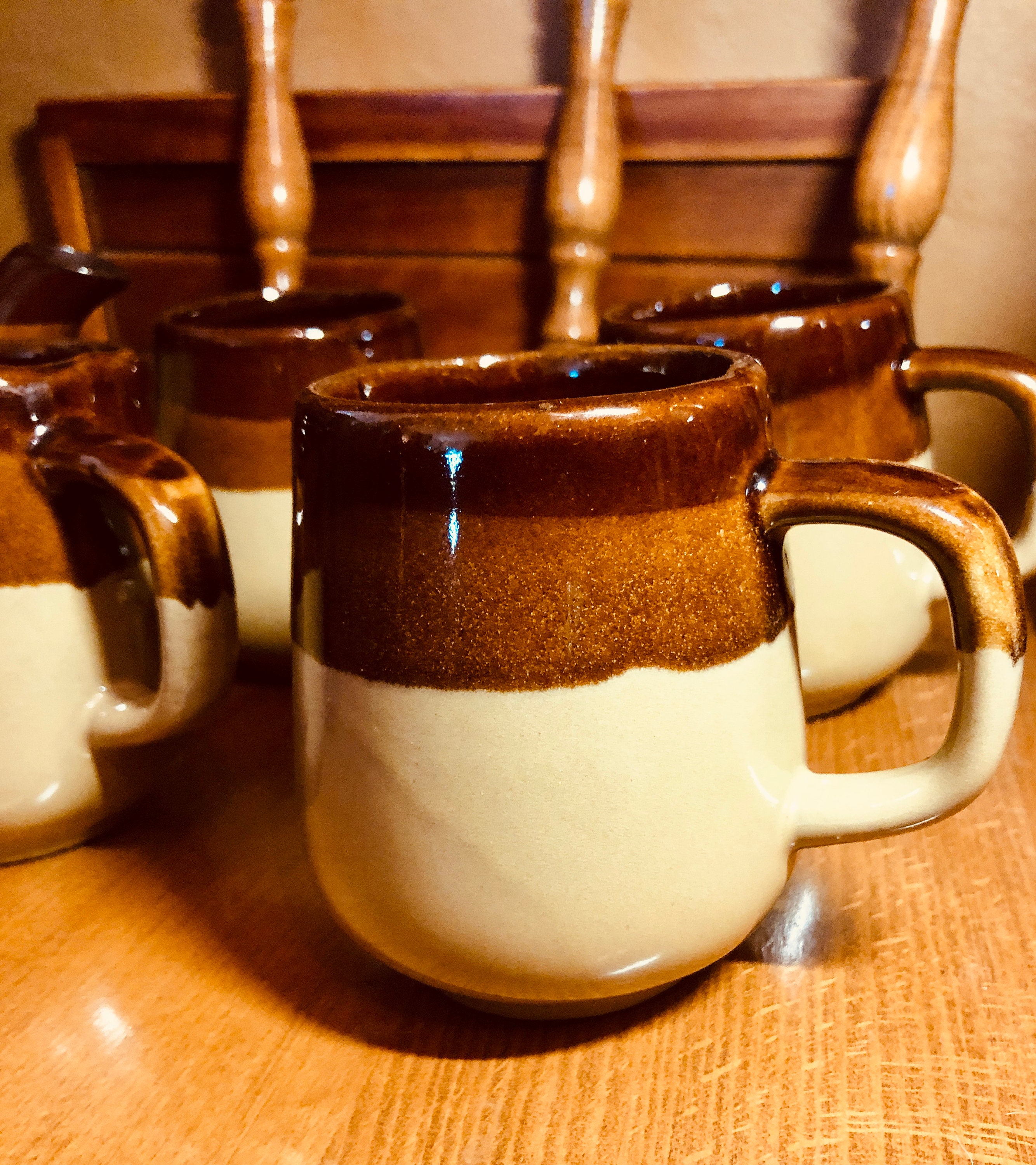 Vintage Brown and Beige Ceramic Tea Set With Four Cups - Etsy