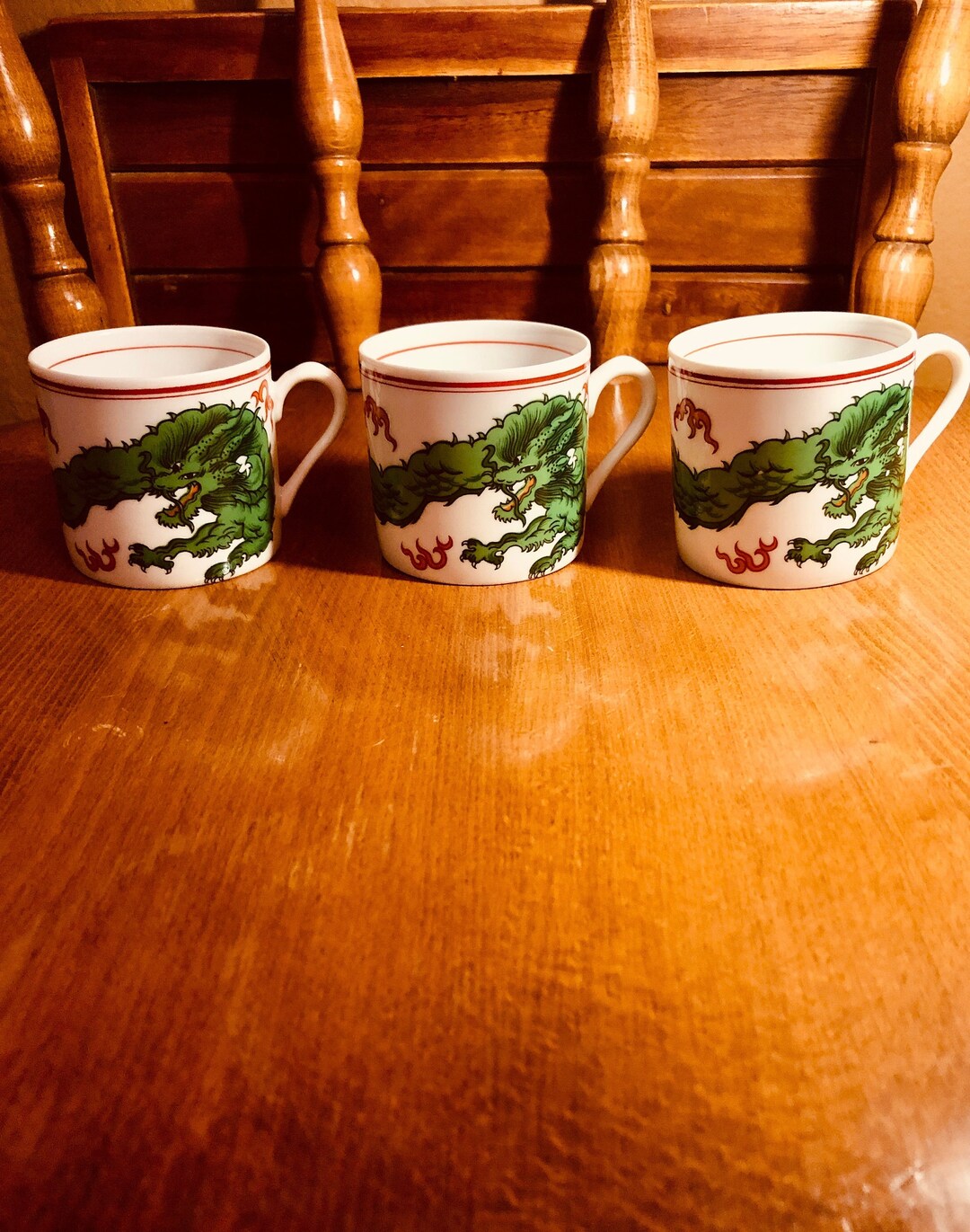 Set of Three Vintage Dragon Tea Cups - Etsy