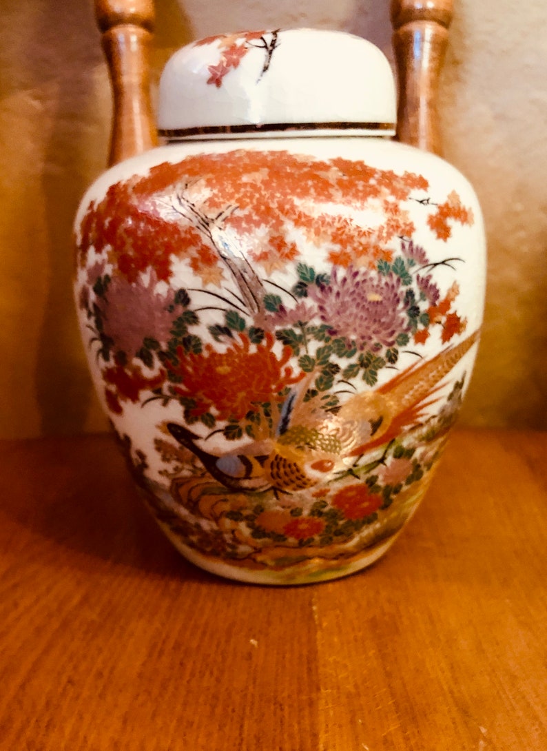 Vintage Japanese Ginger Jar With Lid and Peacock Design - Etsy