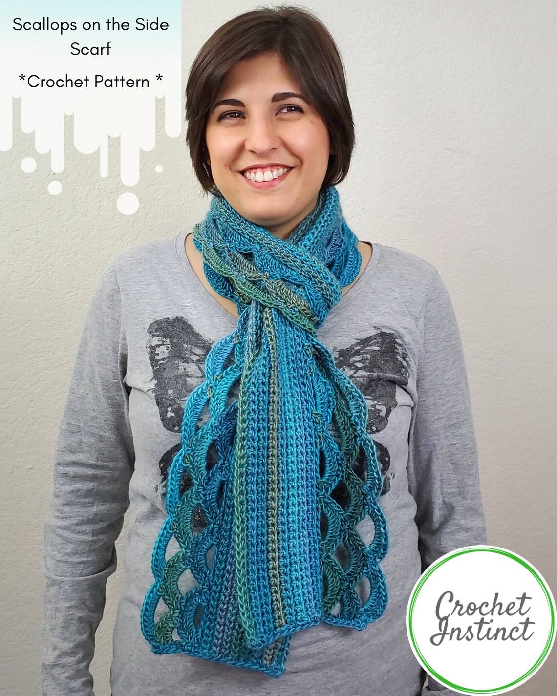 Crochet Pattern Scarf Scallops on the Side Scarf Digital Download - Etsy