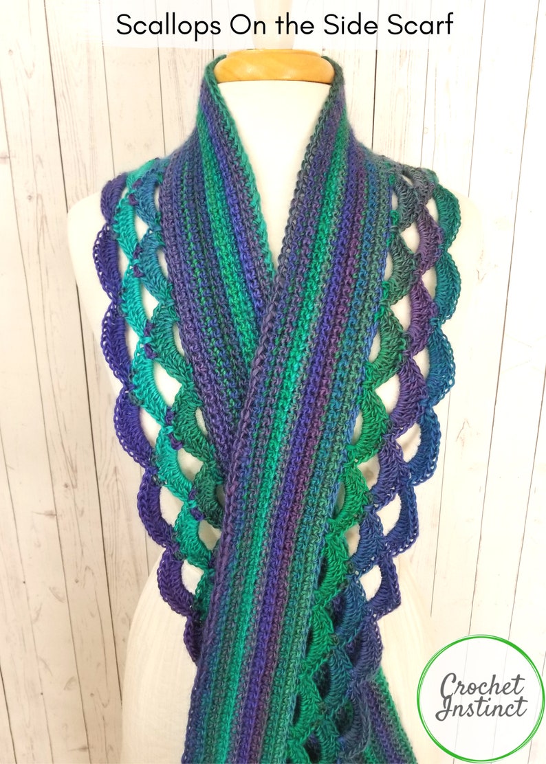 Crochet Pattern Scarf Scallops on the Side Scarf Digital Download - Etsy
