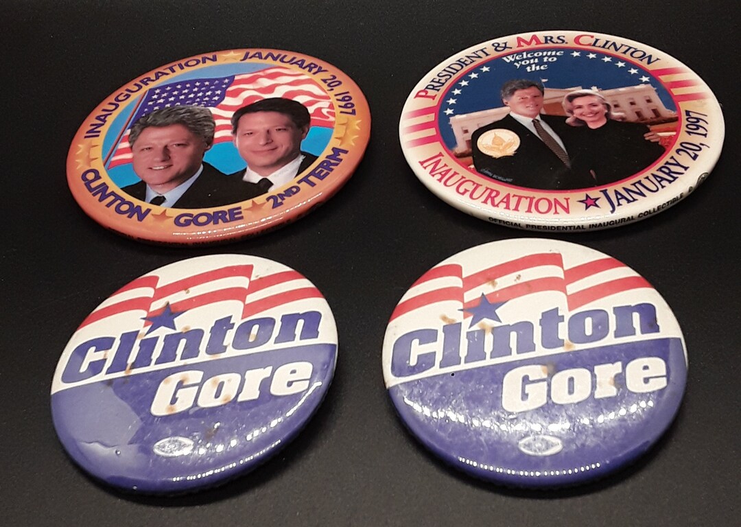 4 Pin Back Presidential Campaign Buttons Clinton Gore - Etsy