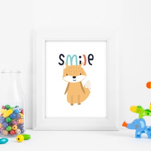 Nursery Fox Smile Print Safari Nursery Wall Art Nursery - Etsy