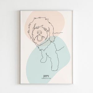 Custom Color Block One Line Pet Portrait, Dog Portrait, Dog Line Art ...