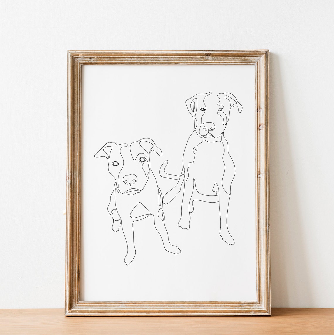 Custom One Line Pet Portrait Two Dogs Portraits Line Art | Etsy