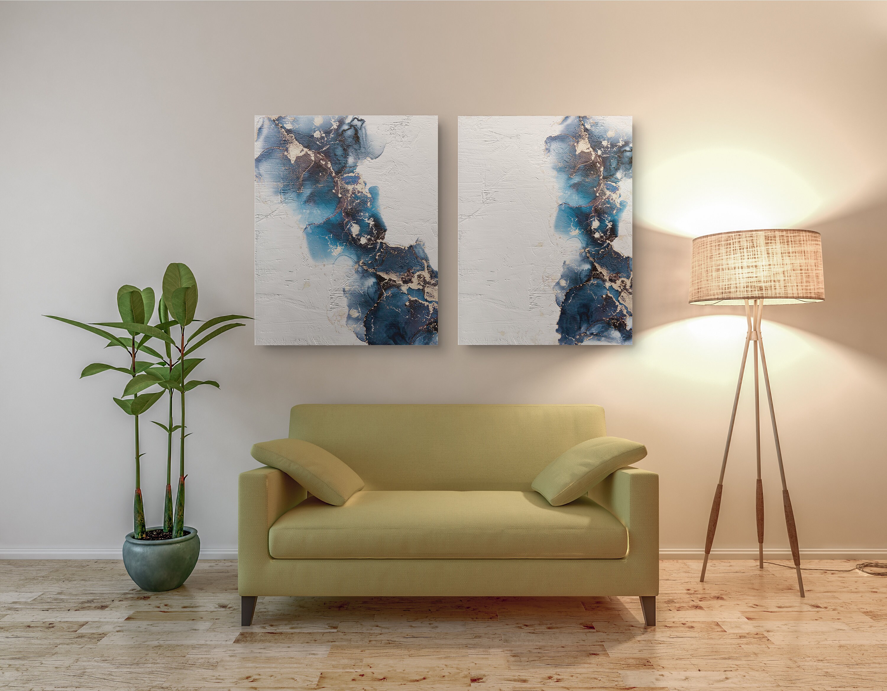 Set of 2 Abstract Alcohol Ink Wall Art Ink | Etsy