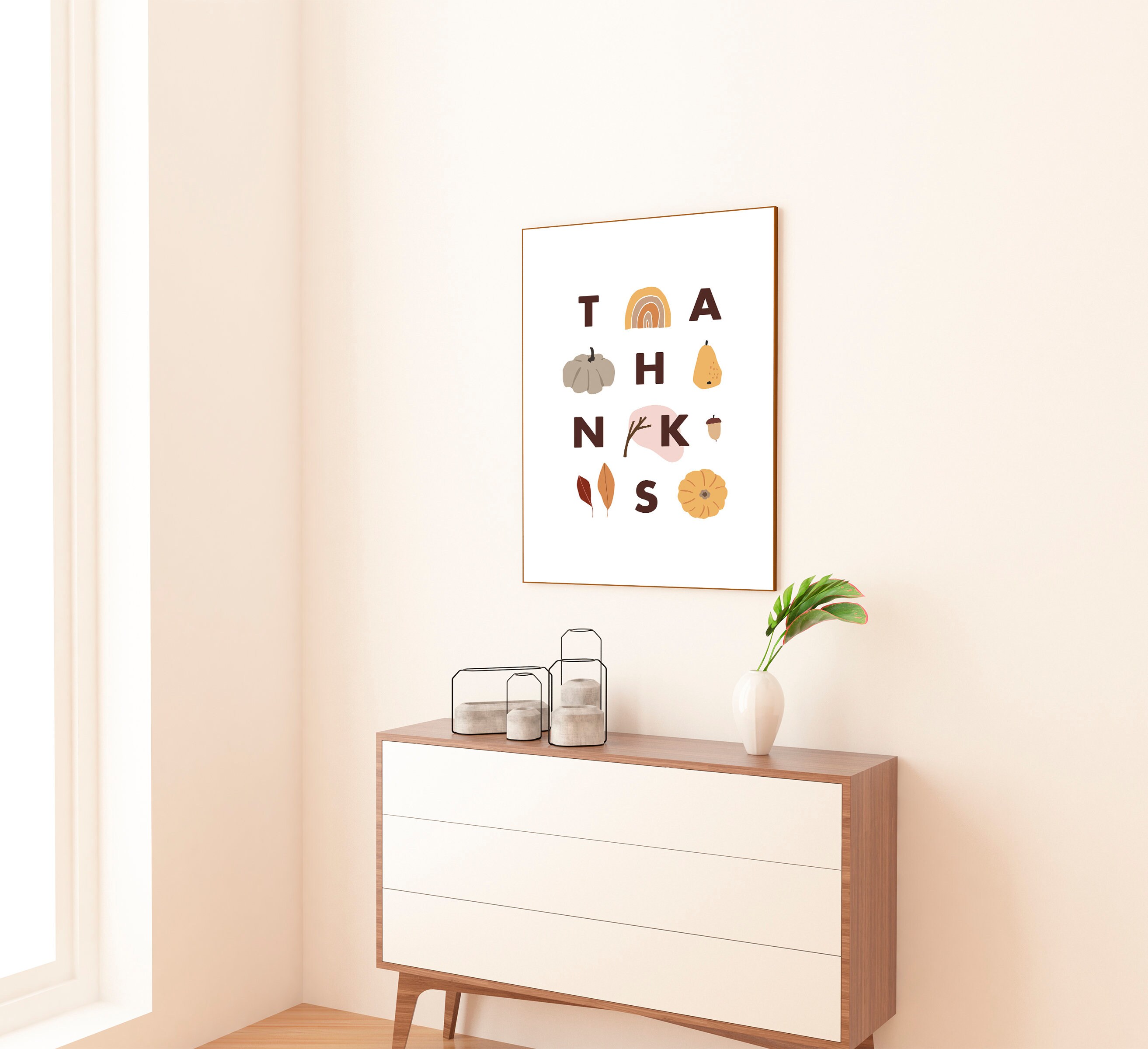 Thanksgiving Art Abstract Geometric Autumn Printsabstract & - Etsy