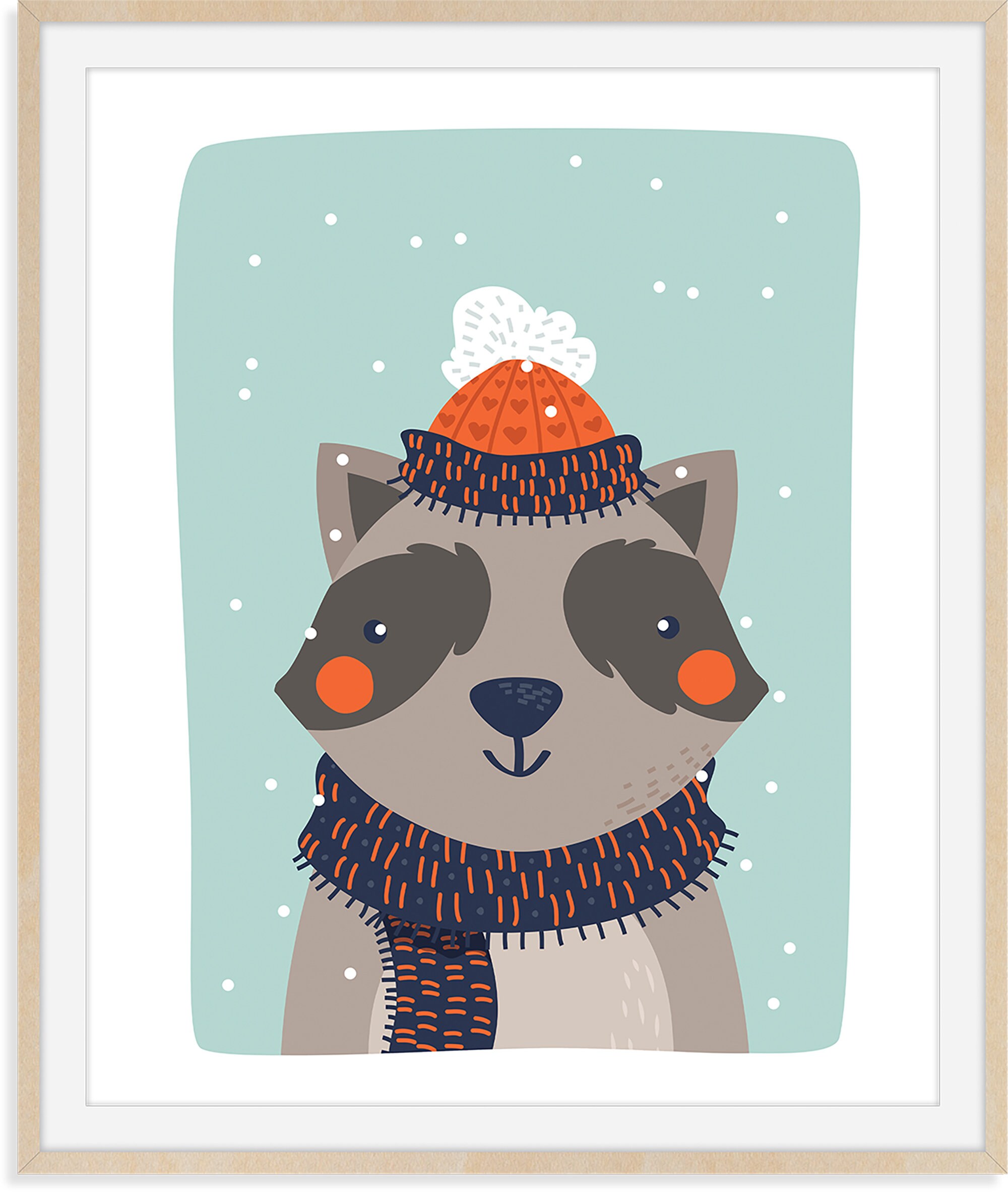 Winter Woodland Animal Raccoon Print Woodland Nursery Wall | Etsy