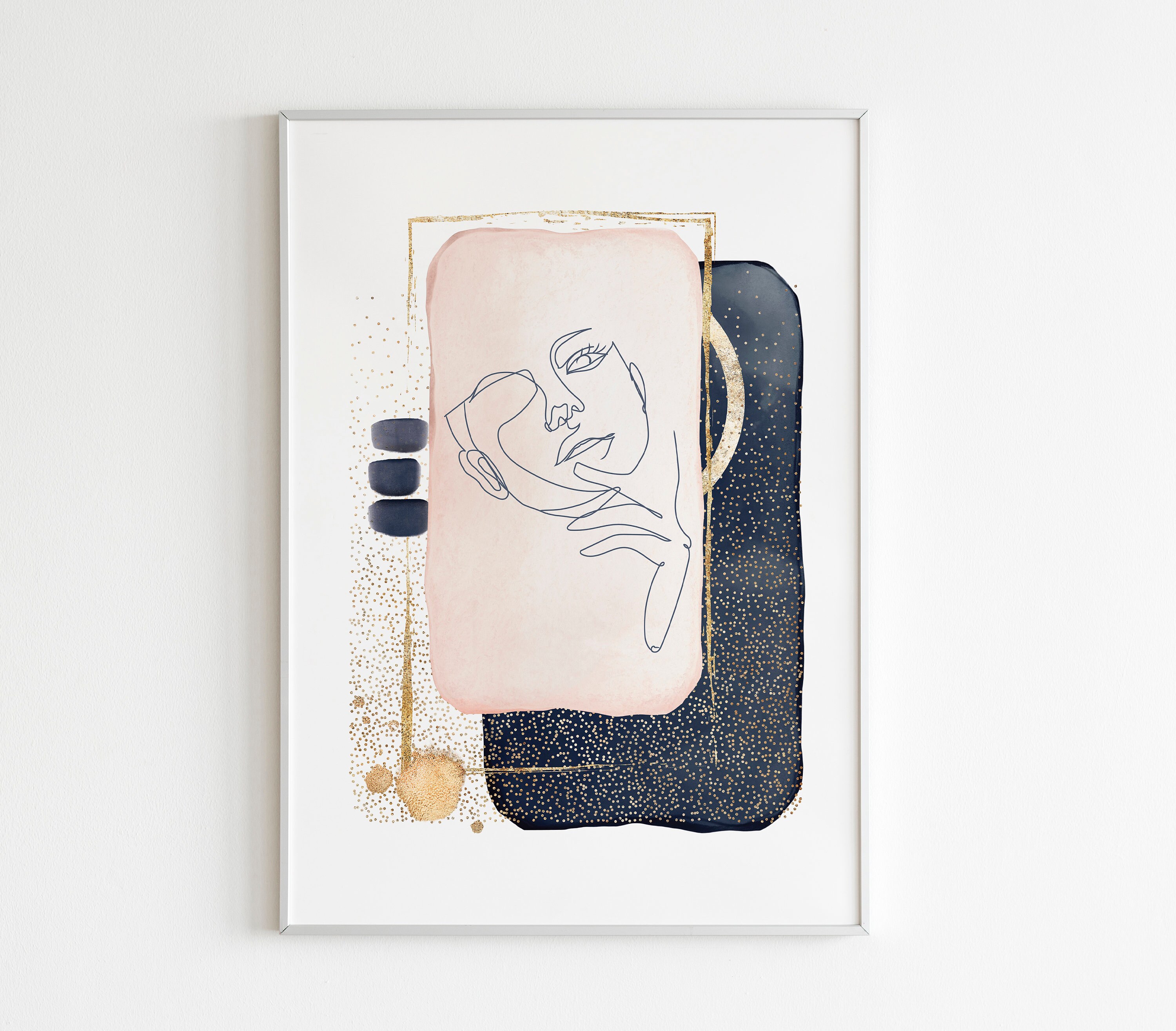 Abstract Face Line Art Drawing Female Form Art Poster One | Etsy