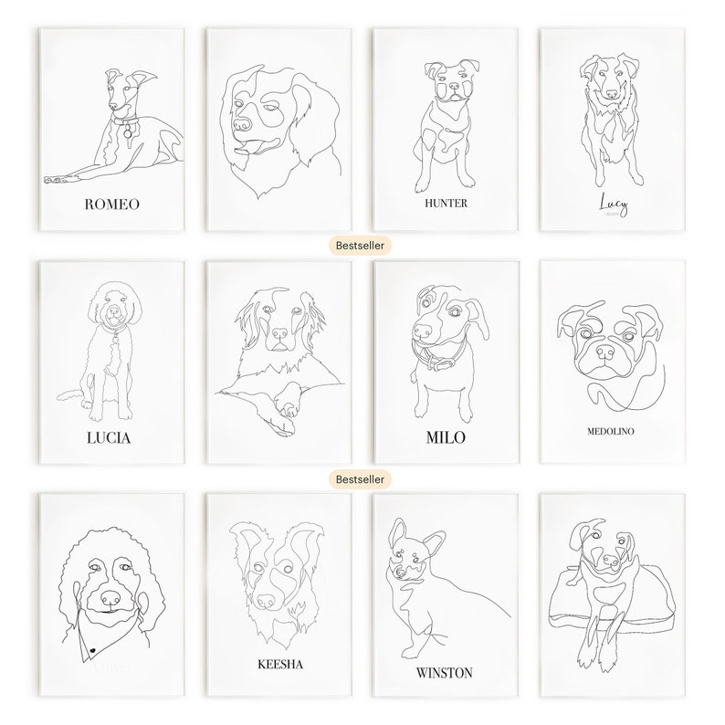 Custom One Line Pet Portrait Dog Portrait Line Art Custom - Etsy