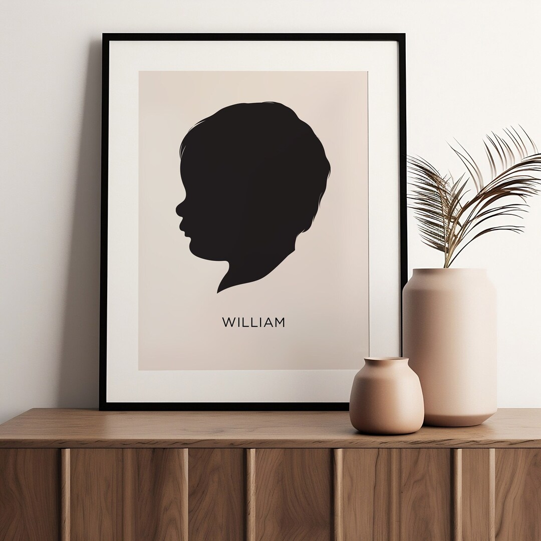 Custom Silhouette Portrait, Kids Silhouette, Personalized Baby Portrait ...