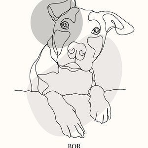 Custom Color Block One Line Pet Portrait, Dog Portrait, Dog Line Art ...