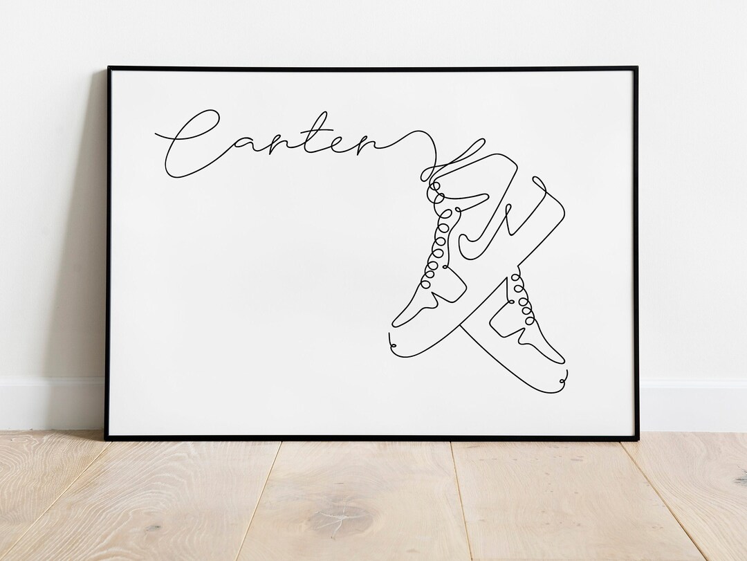 Custom Name With Air Jordan One Line Drawing, Air Jordan Print, Custom ...