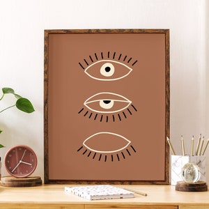 Boho Evil Eye Print Burnt Orange Geometric Mid Century Art Printable ...