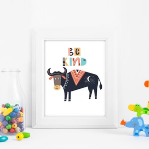 Be Kind Cow Print, Safari Nursery Wall Art, Nursery Decor, Gender ...