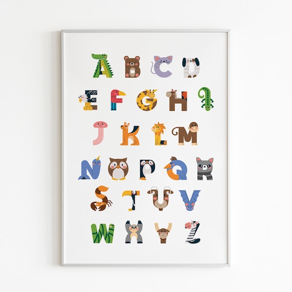 Animal Alphabet Print Animal Alphabet Print Nursery Decor - Etsy