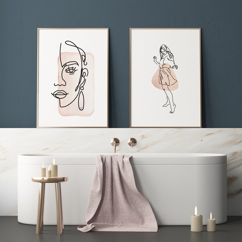Abstract Face Line Drawing Printable Female Form Art Poster Etsy