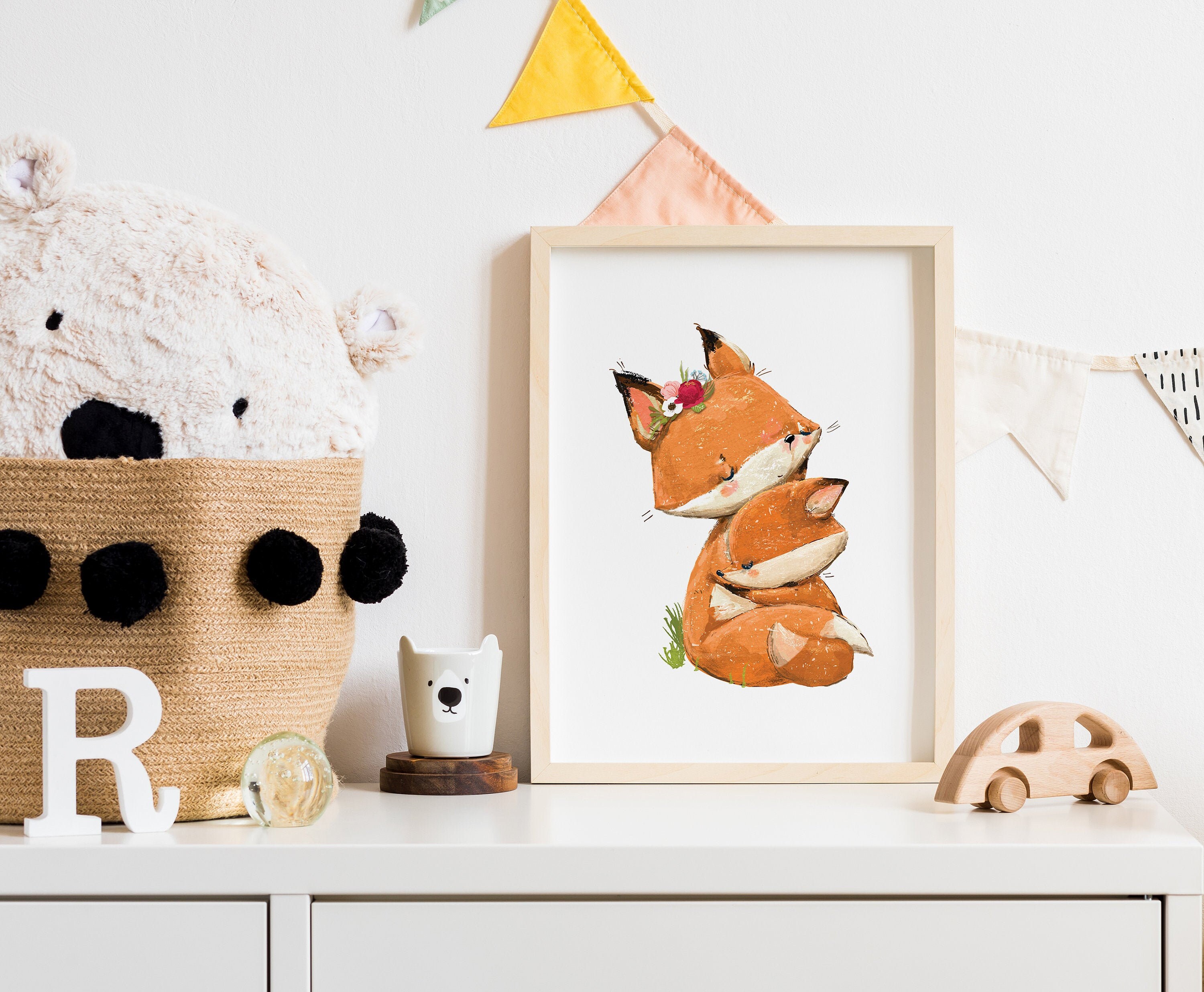 Nursery wall print Animal Print fox baby fox Nursery decor | Etsy