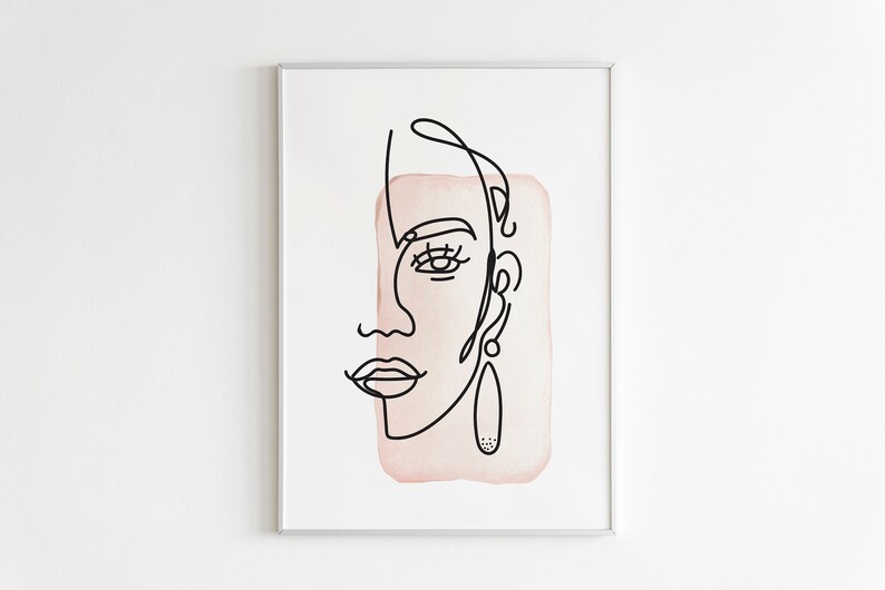 Abstract Face Line Drawing Printable Female Form Art Poster Etsy