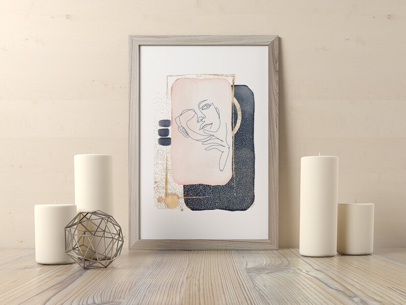 Abstract Face Line Art Drawing Female Form Art Poster One - Etsy