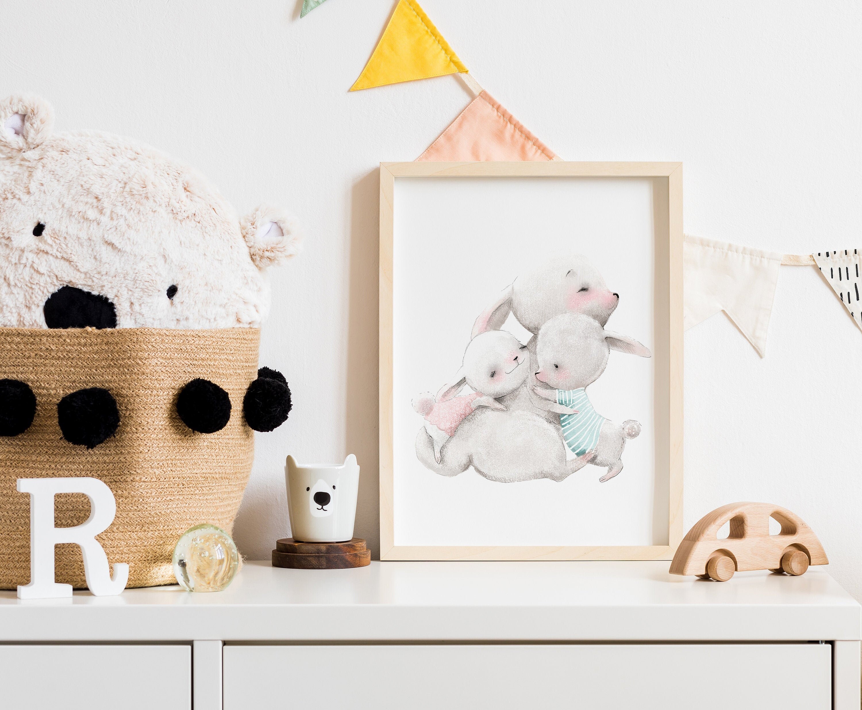 Cute boy & girl Bunny Nursery wall printAnimal Print | Etsy