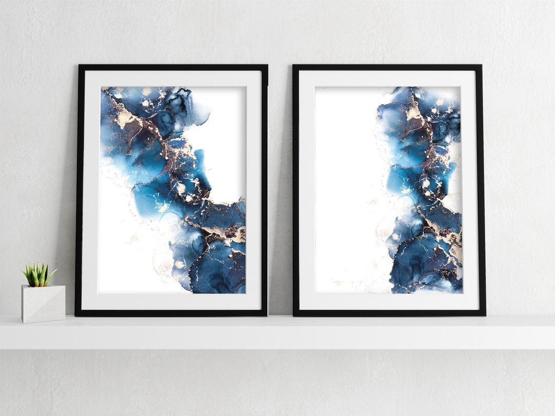 Set of 2 Abstract Alcohol Ink Wall Art Ink - Etsy
