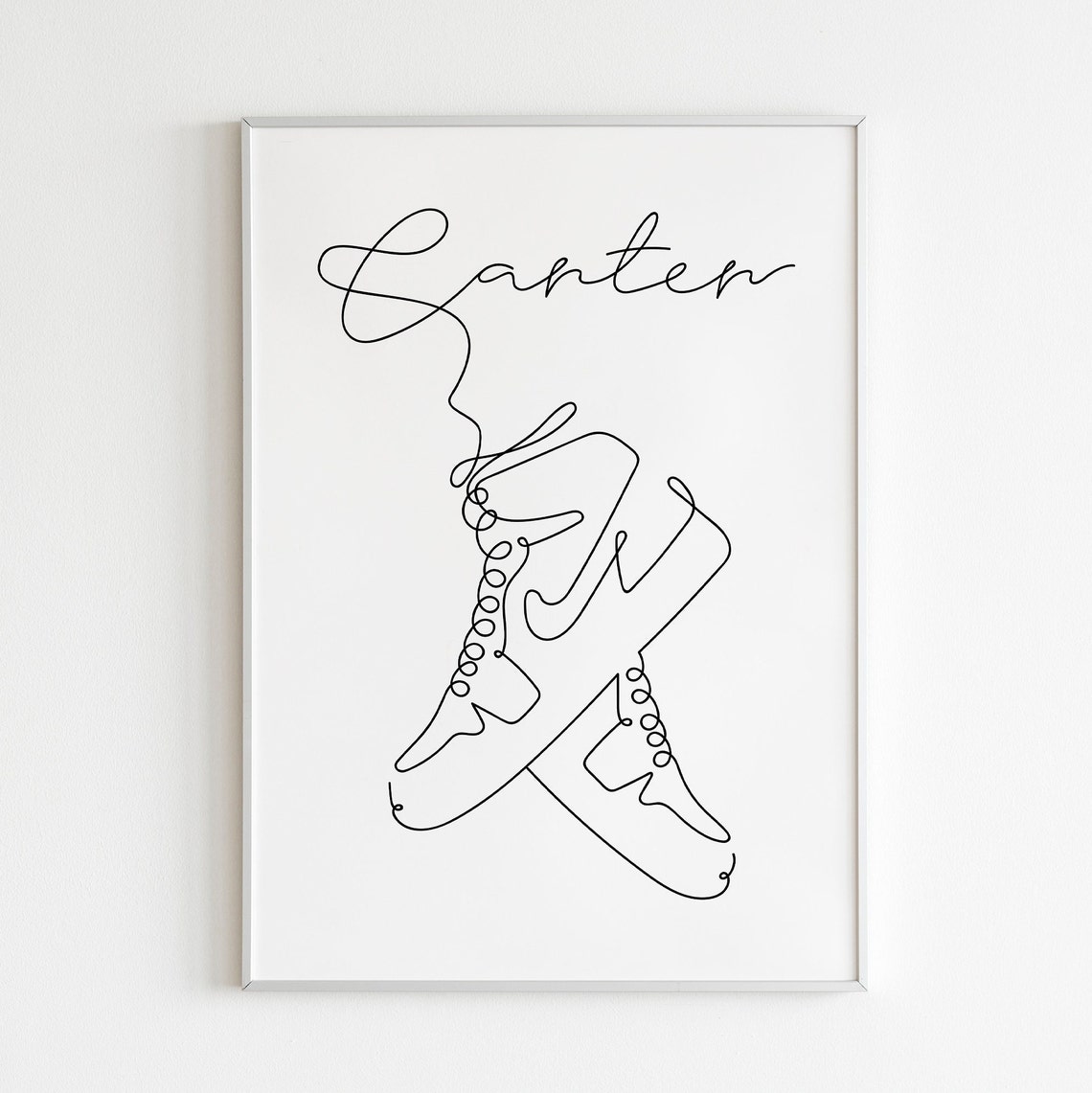 Custom Name With Air Jordan One Line Drawing Air Jordan | Etsy