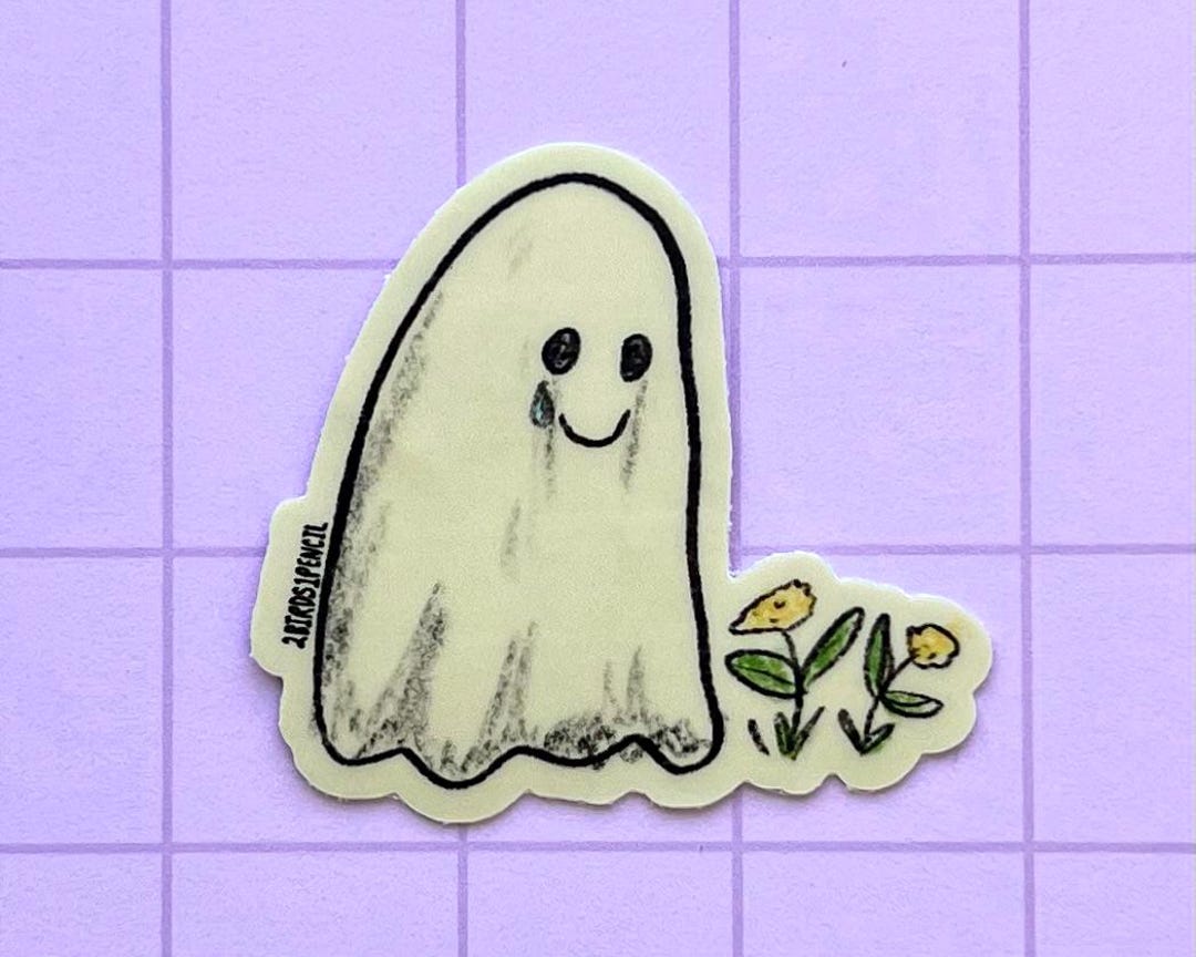 Sad Ghost Mini Vinyl Sticker - Etsy