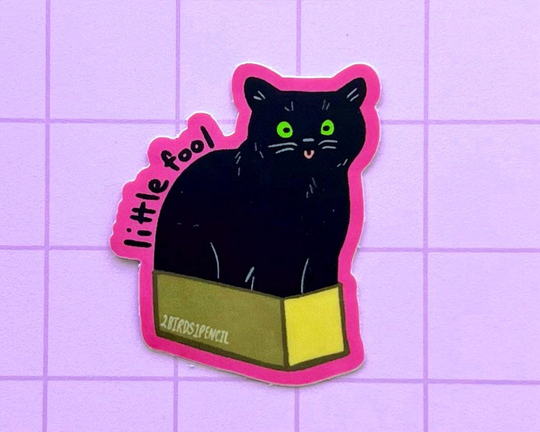 Little Fool Cat Mini Vinyl Sticker - Etsy