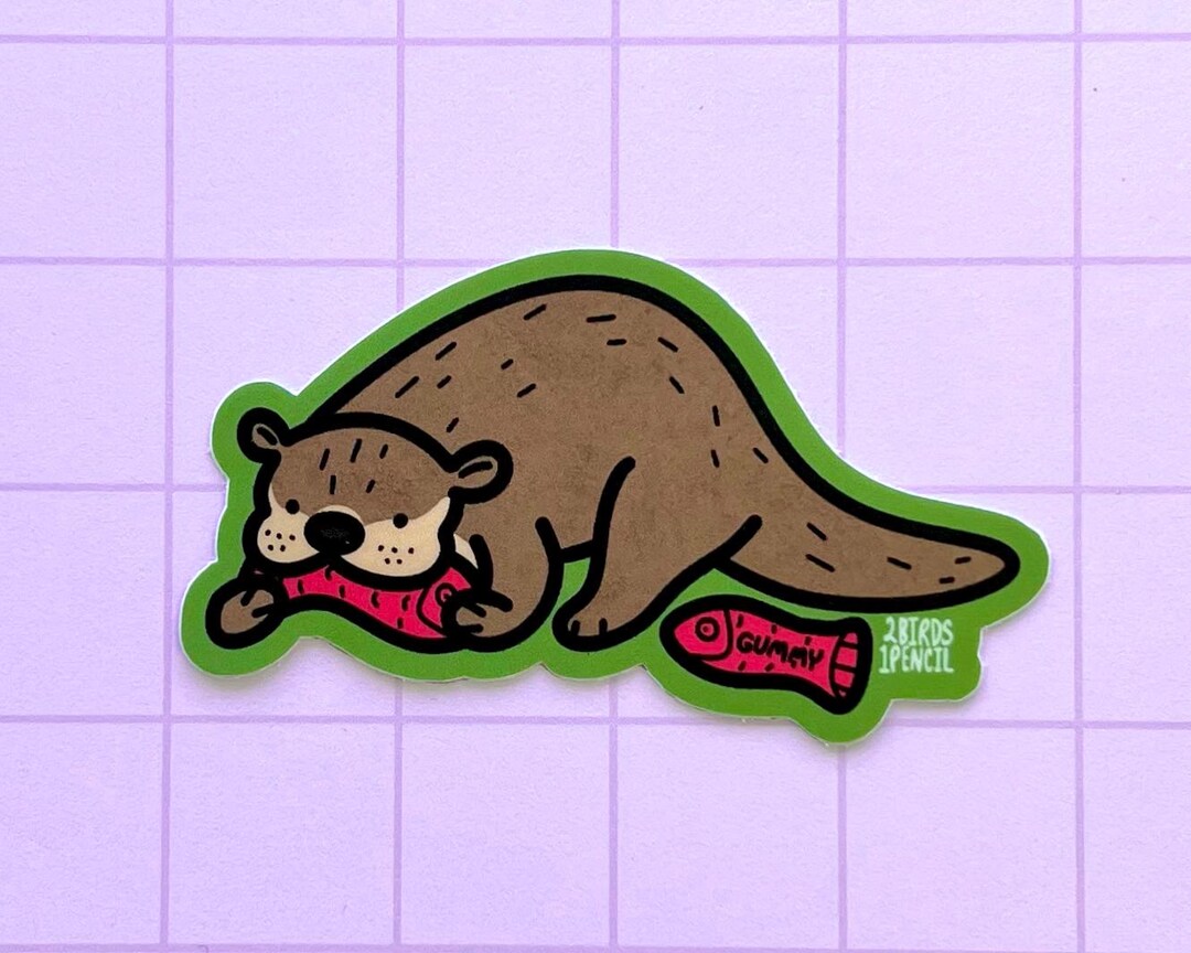 Otter With a Gummy Snack Vinyl Sticker - Etsy