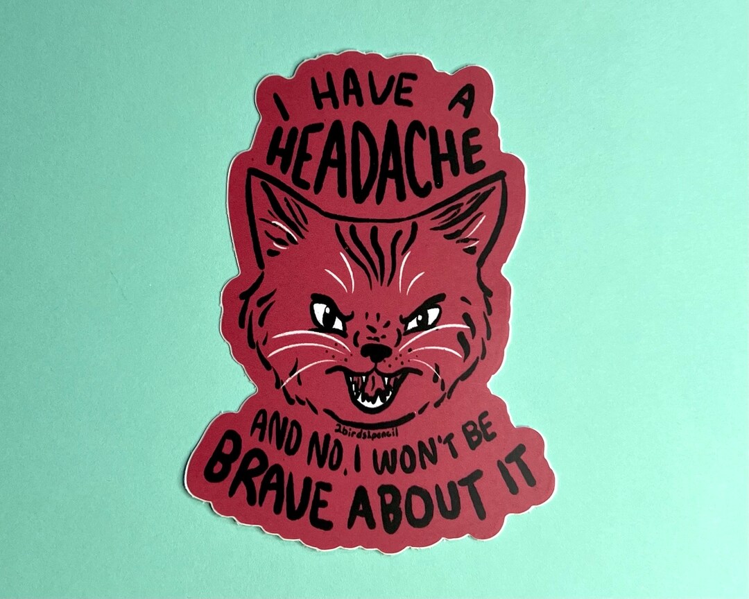Headache Cat Vinyl Sticker - Etsy