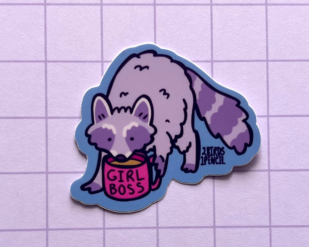 MINI Girl Boss Raccoon Vinyl Sticker - Etsy