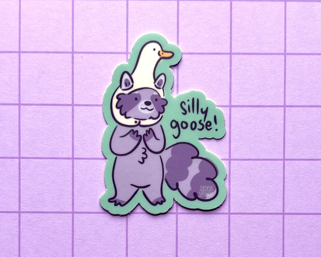 MINI Silly Goose Raccoon Vinyl Sticker - Etsy