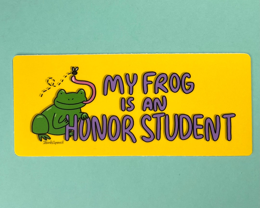 MINI BUMPER STICKER My Frog is an Honor Student - Etsy