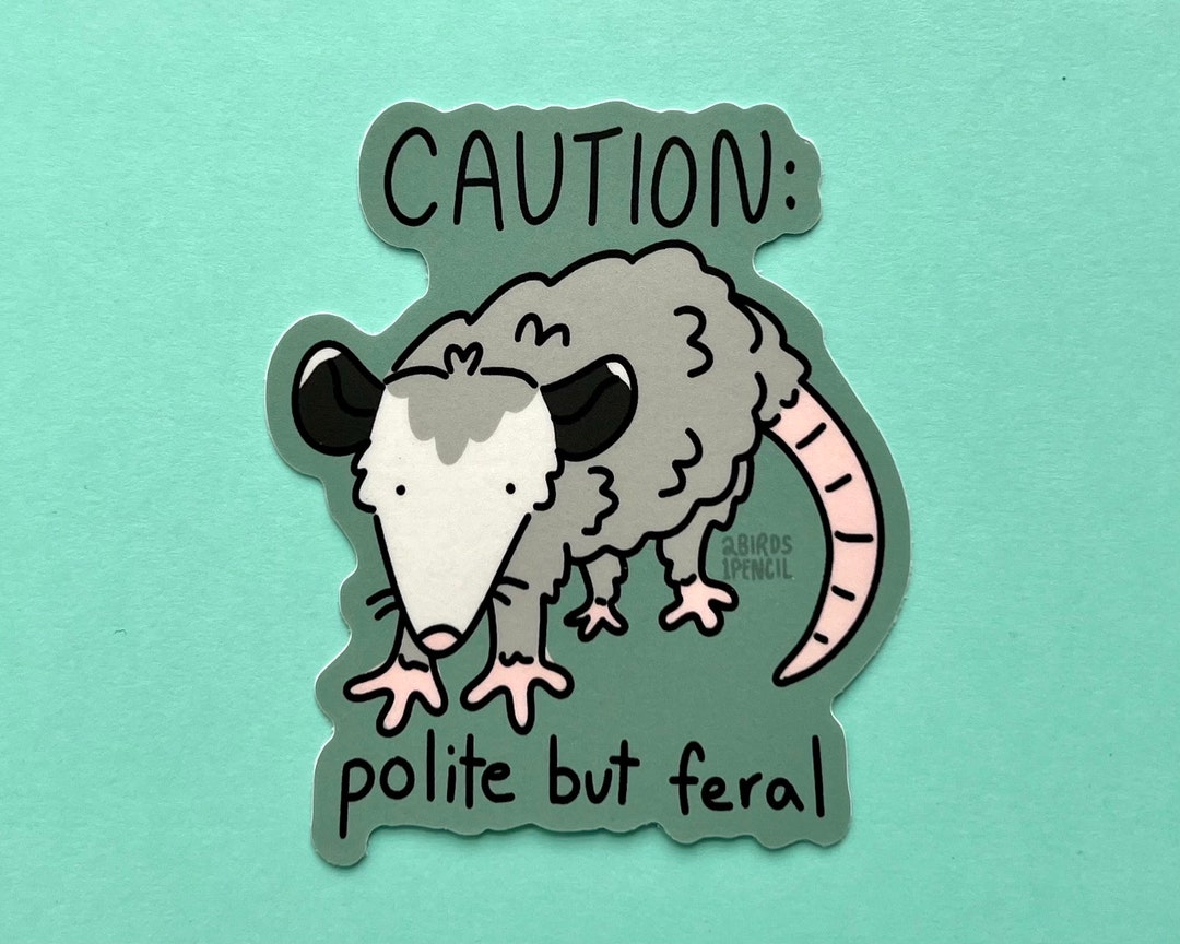 Polite but Feral Possum Vinyl Sticker - Etsy