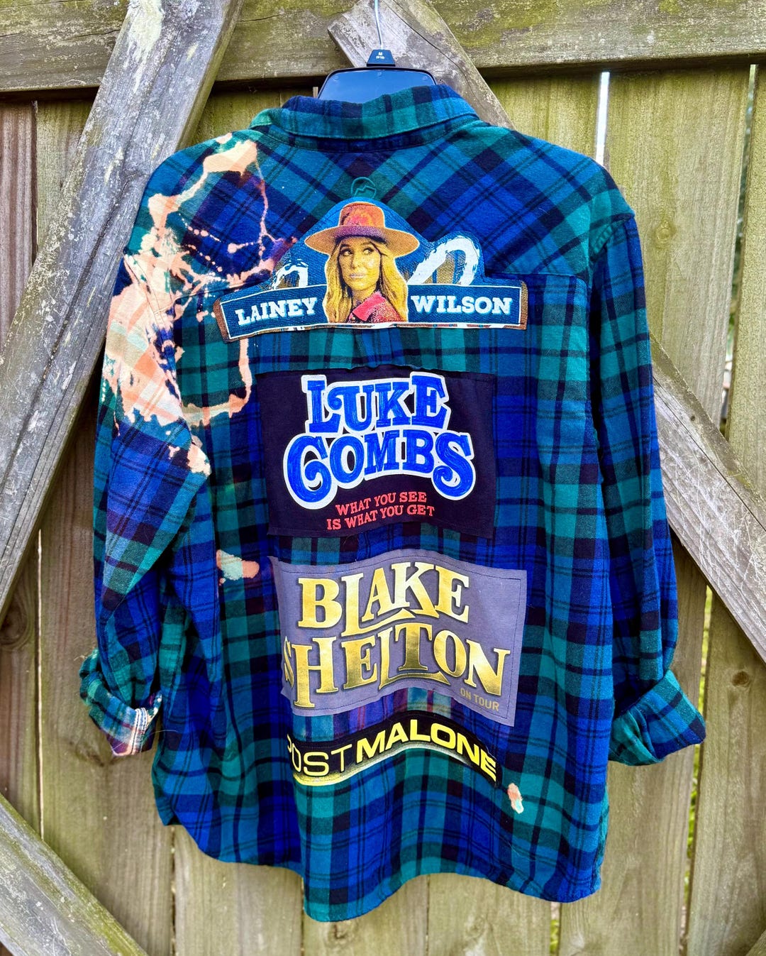 Upcycled Bleached Concert Flannel Shirt, XL, Country Music - Etsy