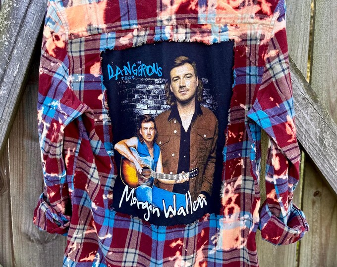 Morgan Wallen Distressed Plaid Flannel Shirt Size Large - Etsy