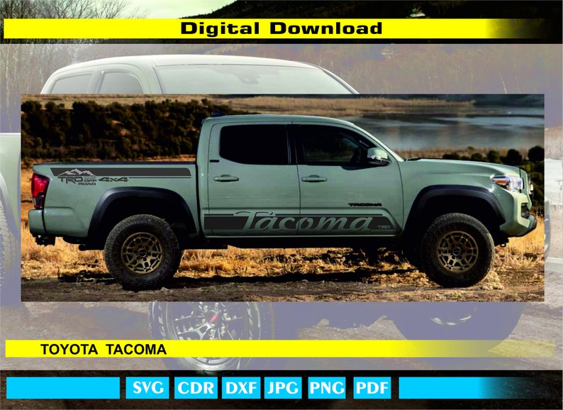 Toyota Tacoma Mountains Tailgate Decal: SVG Vector File (digital ...