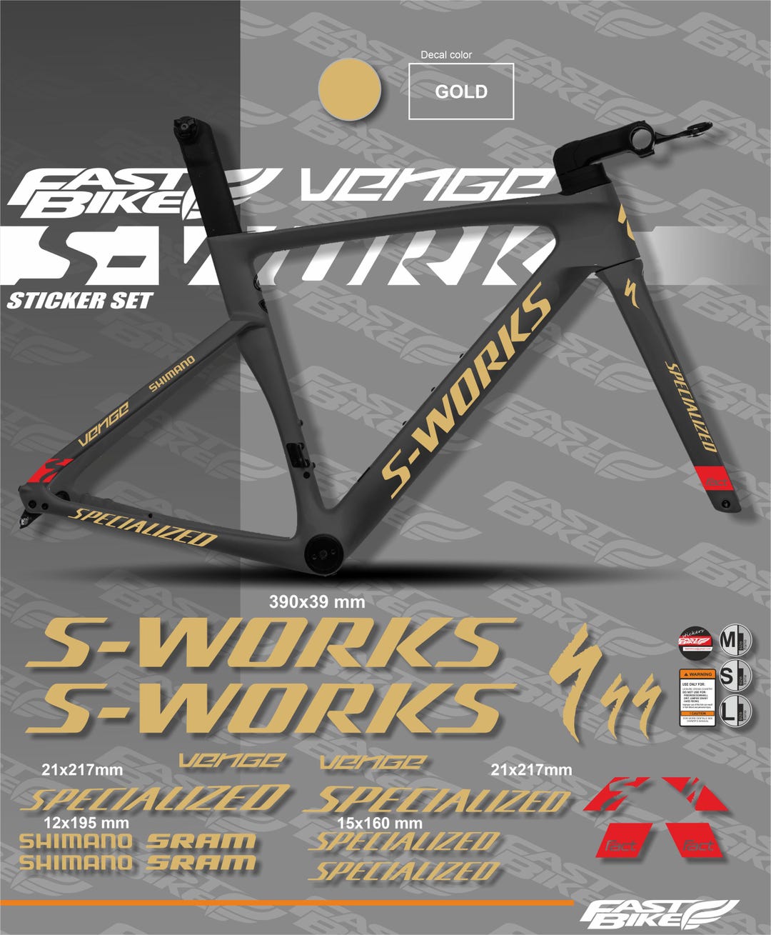 Custom Made S-WORKS Venge Style Bike Frame Decals Stickers - Etsy