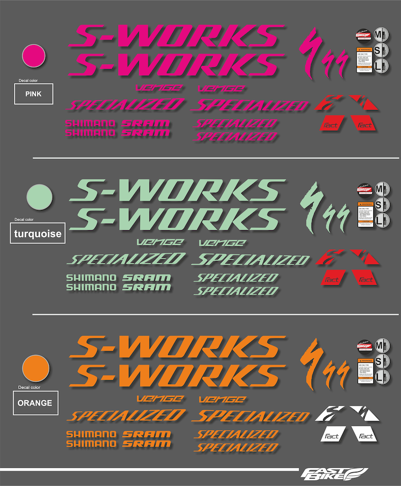 Custom Made S-WORKS Venge Style Bike Frame Decals Stickers - Etsy