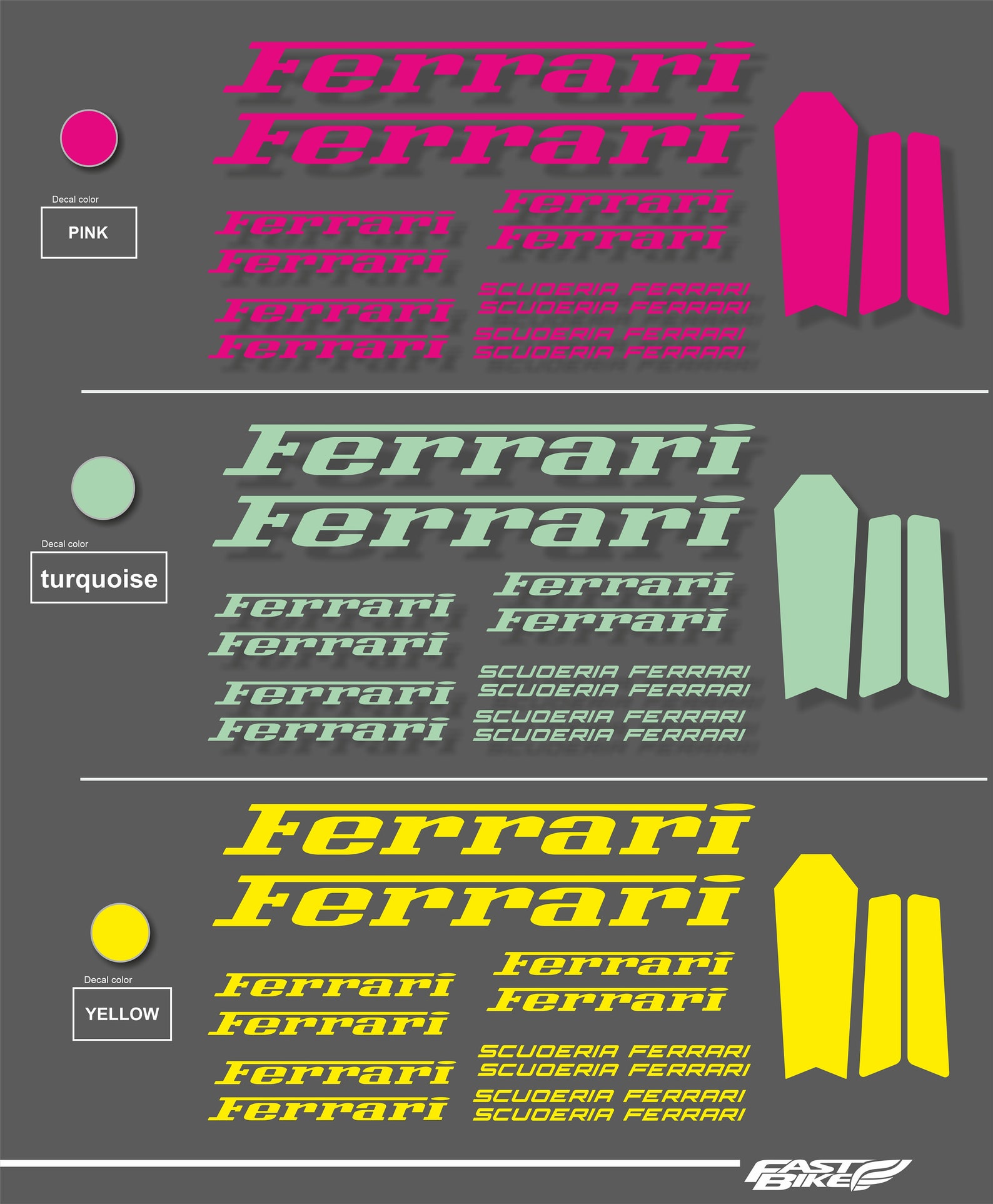 FERRARI Decal Stickers on Bike.ferrari Decals - Etsy