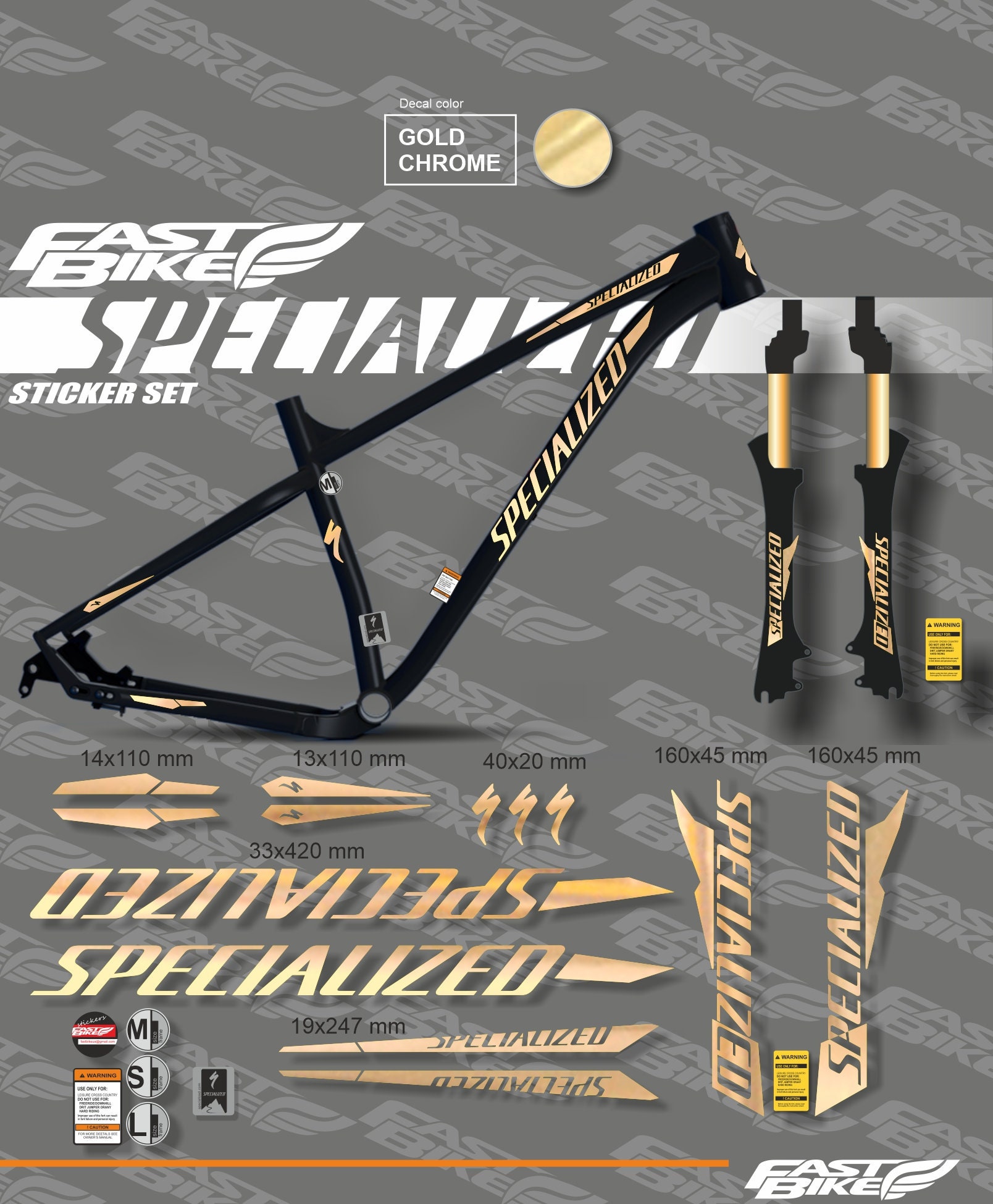 Custom Made Specialized Decals on Bike. Frame and Fork - Etsy Norway
