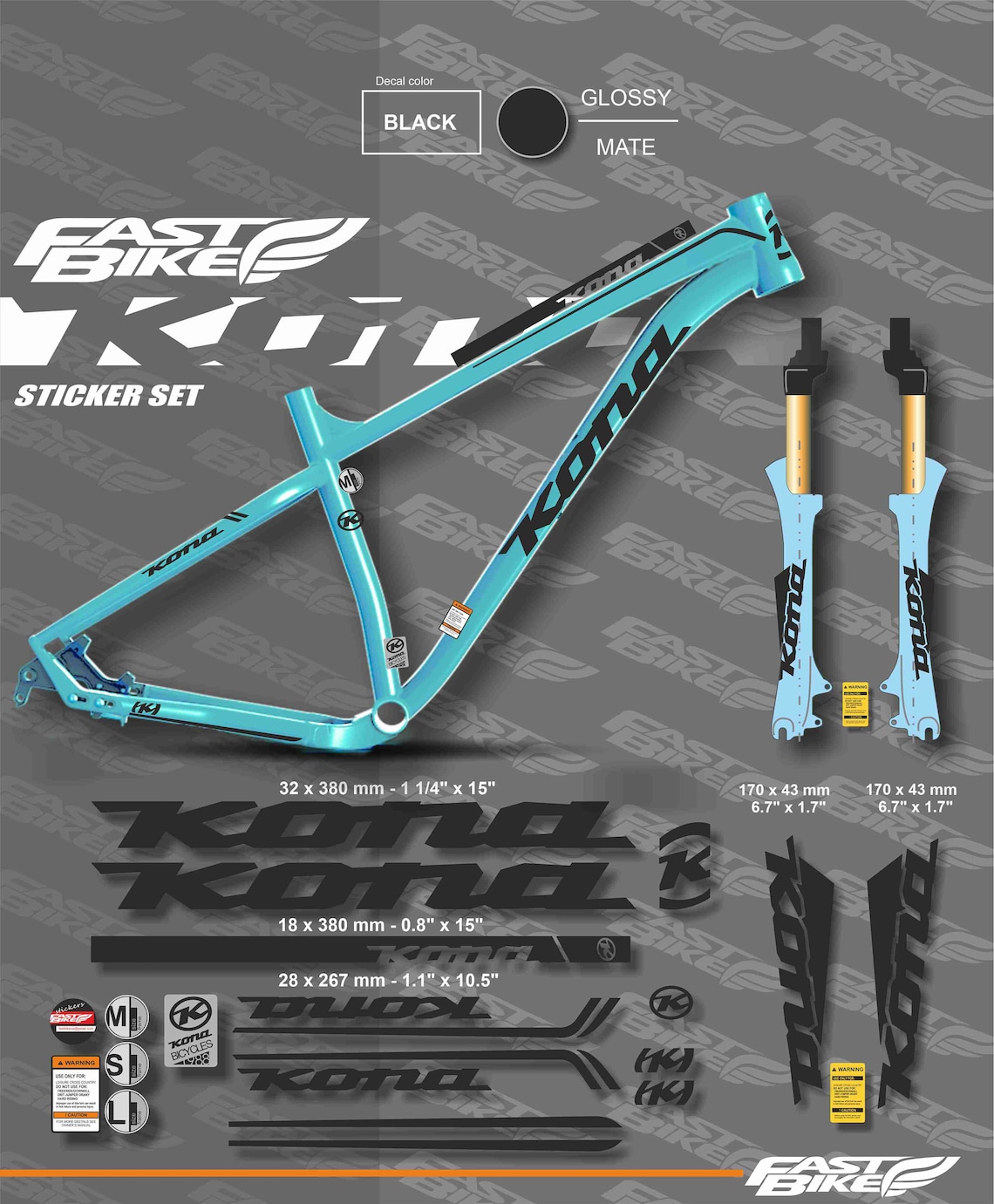 Custom Made Kona Decal Stickers on Bike. Kona Decals - Etsy