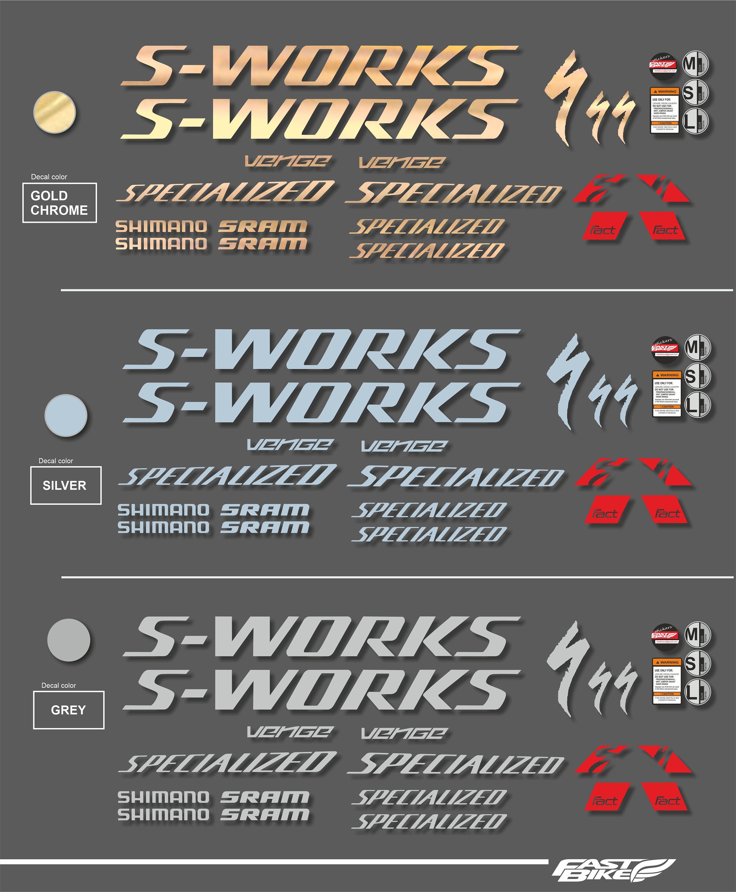 Custom Made S-WORKS Venge Style Bike Frame Decals Stickers - Etsy UK