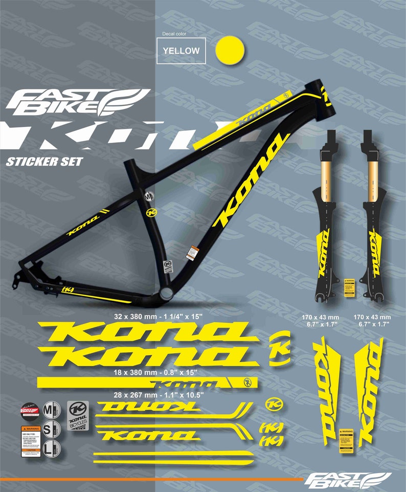 Custom Made Kona Decal Stickers on Bike. Kona Decals - Etsy