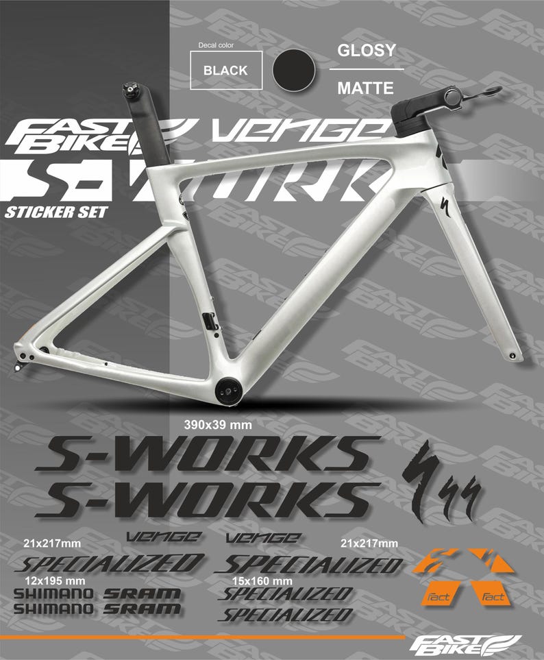 Custom Made S-WORKS Venge Style Bike Frame Decals Stickers - Etsy