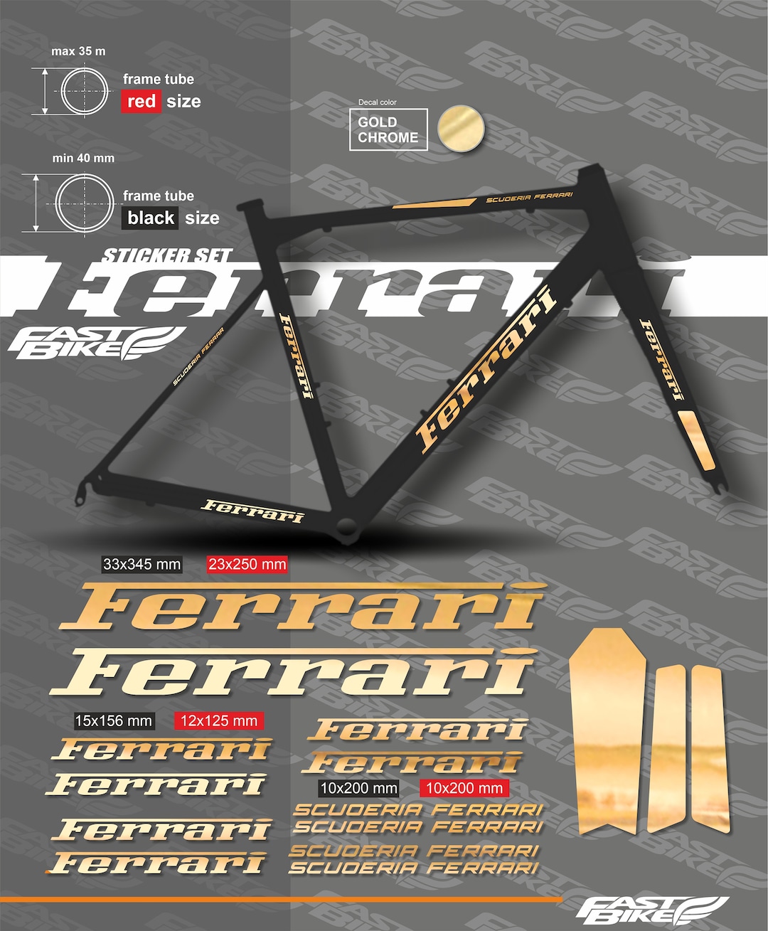 FERRARI Decal Stickers on Bike.ferrari Decals - Etsy