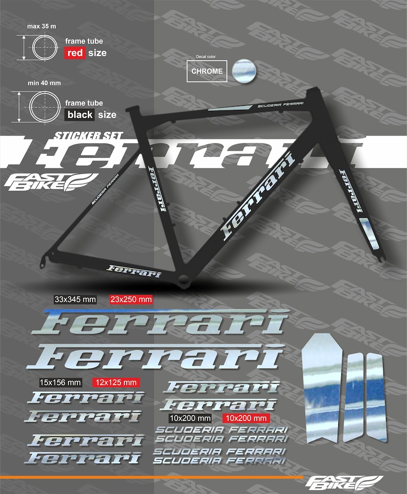 FERRARI Decal Stickers on Bike.ferrari Decals - Etsy